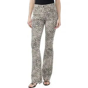 SILVER JEANS CO. Avery Leopard Print Curvy High Waist Bootcut Jeans - Tan Leopard