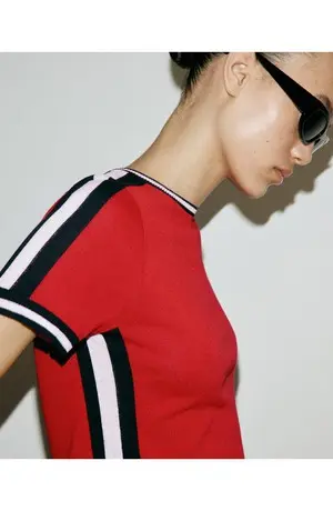 Mango Contrast Short Sleeve Sweater