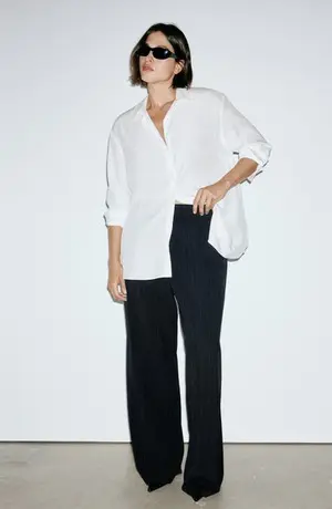 Mango Pinstripe Pleated Pants