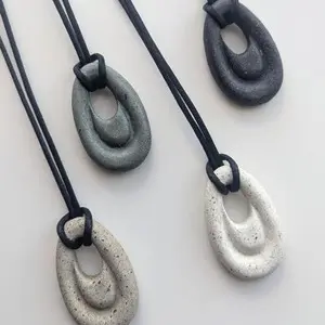 PRETTI.COOL Ripple Concrete Necklace - White Terrazzo