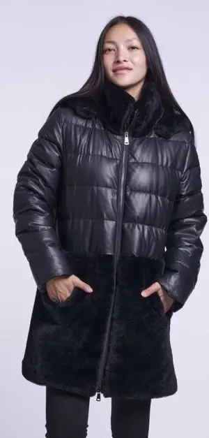 BLUE DUCK Hooded Leather Jacket