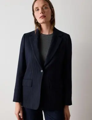 Whistles Pinstripe Wool Blend Blazer