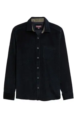 Johnston & Murphy Cutler Solid Stretch Cotton Corduroy Button-up Shirt - Navy
