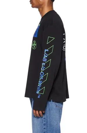 L/AB C/O OFF-WHITE Off Active Long Sleeve Cotton Graphic T-shirt
