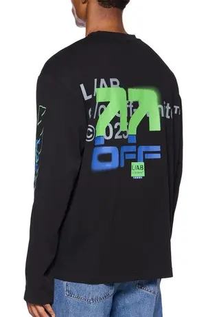 L/AB C/O OFF-WHITE Off Active Long Sleeve Cotton Graphic T-shirt