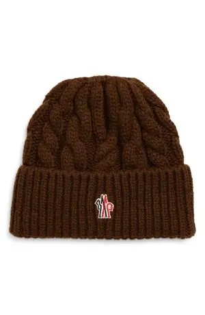 Moncler Cable Knit Virgin Wool Blend Beanie