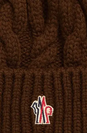 Moncler Cable Knit Virgin Wool Blend Beanie