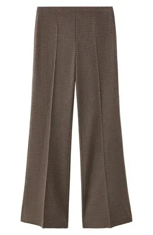 Mango Houndstooth Straight Leg Suit Pants - Chocolate