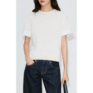 Mango Stripe Crewneck Sweater - Ecru