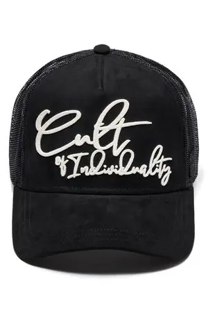 CULT OF INDIVIDUALITY Mesh Back Trucker Baseball Cap - Black