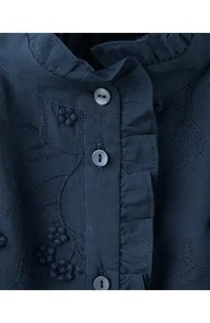 Mango Embroidered Ruffle Shirt