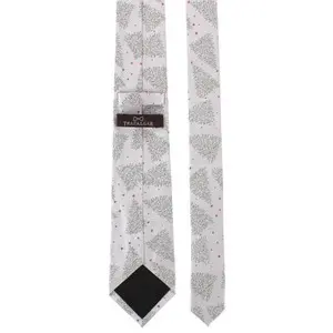Trafalgar Sterling Modern Christmas Tree Novelty Holiday Necktie - Silver