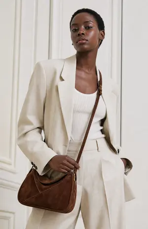 MI BOLSA LONDON Carnaby Genuine Suede Leather Shoulder Bag