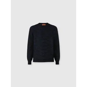 Missoni Wool And Viscose Zig Zag Crewneck Pullover - Blue