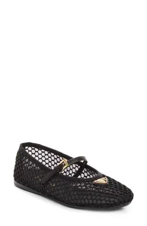 Prada Mesh Logo Mary Jane - Nero