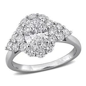 JULIANNA B. Lab Grown Diamond Ring Halo Engagement Ring - Sterling Silver