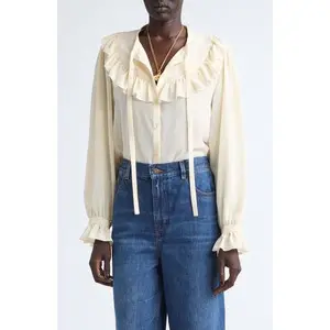 Chloé Ruffle Silk Crêpe De Chine Button-up Shirt