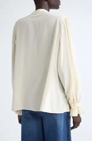 Chloé Ruffle Silk Crêpe De Chine Button-up Shirt