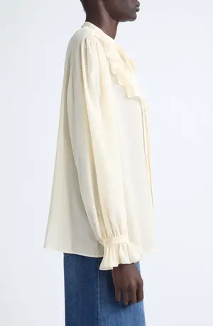 Chloé Ruffle Silk Crêpe De Chine Button-up Shirt