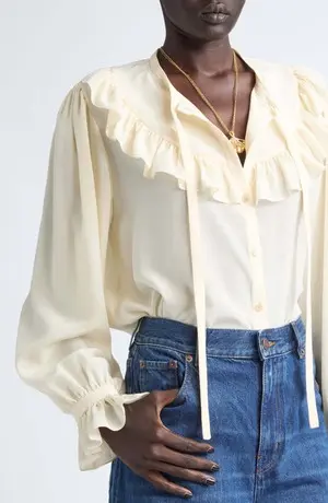 Chloé Ruffle Silk Crêpe De Chine Button-up Shirt
