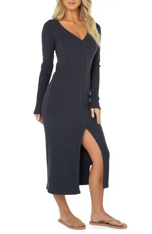 Roxy Terrace Long Sleeve Cotton Blend Rib Dress