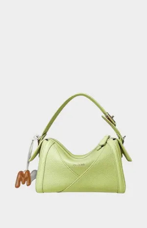 MI BOLSA LONDON Carnaby Genuine Pebble Leather Top Handle Bag - Green