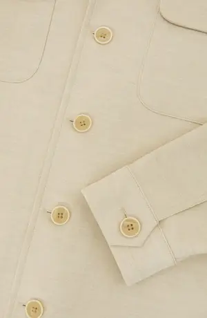 REISS Peshi Button Through Overshirt - Stone
