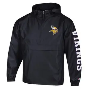Champion Minnesota Vikings Packable Hooded Windbreaker Half-zip Jacket