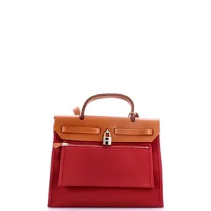 Hermès Herbag Zip Leather And Toile 31 - Red