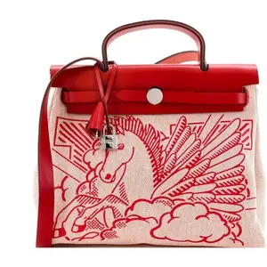 Hermès Herbag Zip Pegase Pop Toile And Leather 31 - Red