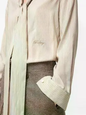 Burberry Striped Silk Scarf Blouse