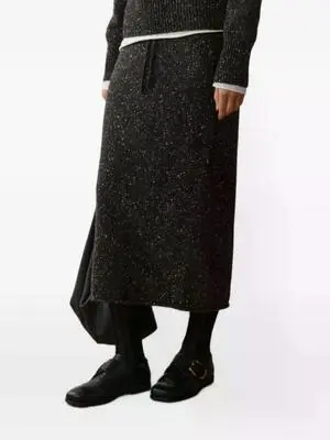 LESS Flecked Knitted Midi Skirt
