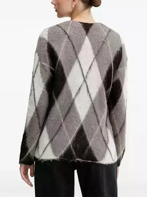 Sisley Argyle-knit V-neck Cardigan