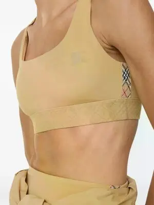 Burberry Check Trim Stretch Nylon Bra Top - Neutrals