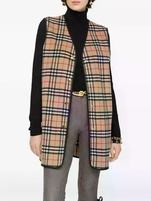 Burberry 格纹羊毛羊绒混纺保暖背心