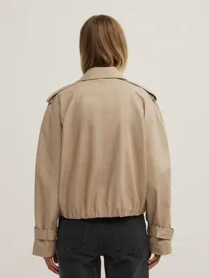 Witchery Funnel Neck Cropped Trench Coat
