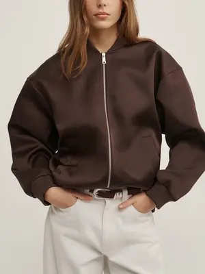 Witchery Nylon Bomber Jacket - Espresso