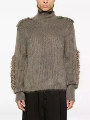 Burberry Epaulette-detail Faux-fur Trim Sweater