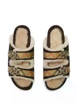 Burberry Check Shearling Urchin Sandals