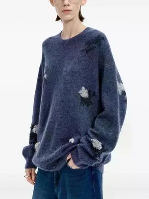 JNBY Floral-jacquard Oversized Sweater - Blue