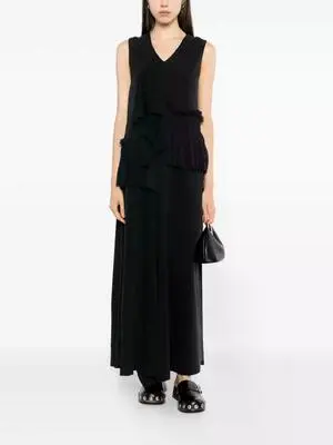 A TENTATIVE ATELIER Asymmetric Hand-smocking Drapy Dress - Black
