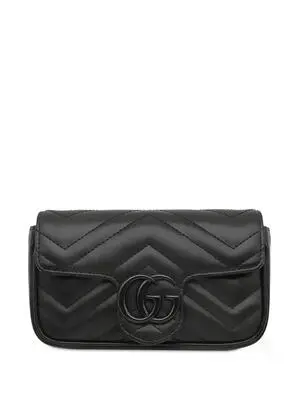 Gucci 2016-2026 Gg Marmont Matelasse Calfskin Monochrome Chain Belt Bag - Black