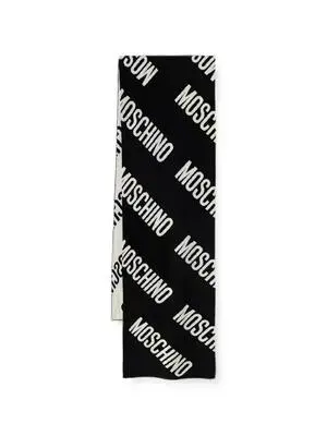 Moschino Logo-intarsia Wool Scarf - Black