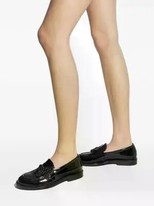 Agl Crystal-embellished Patent Leather Loafers