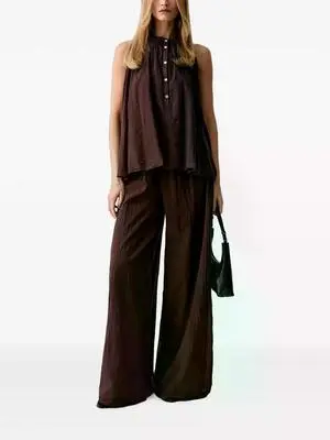 VICOLO Crew-nwck Button-fastening Blouse