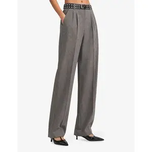The Kooples Wide Mid-rise Wool-blend Trousers