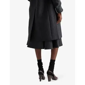 Prada Flared Zip-front Wool Midi Skirt