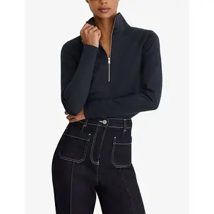REISS Ellie Half-zip Stretch-jersey Jumper