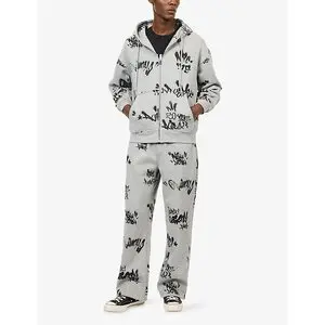 AVIREX Graffiti-print Relaxed-fit Cotton-blend Hoody - Grey