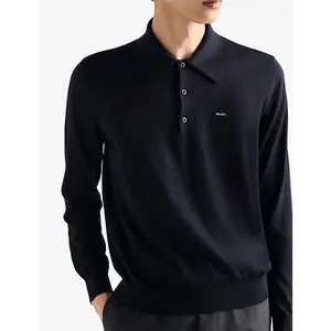 Prada Logo-embroidered Polo-collar Wool Jumper